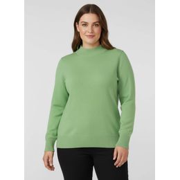 sheego Gro&szlig;e Gr&ouml;&szlig;en Stehkragenpullover mit Ripp-Abschl&uuml;ssen, apfel, Gr&ouml;&szlig;e 44 - Damen