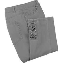 sheego Gro&szlig;e Gr&ouml;&szlig;en 3/4-Jeans mit B&auml;ndchen-Verzierung, light grey-denim, Gr&ouml;&szlig;e 23 - Damen