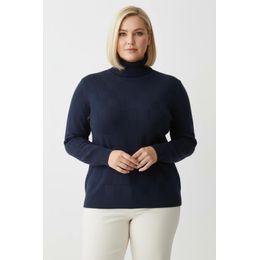 sheego Gro&szlig;e Gr&ouml;&szlig;en Rollkragenpullover mit gerippten Abschl&uuml;ssen, dunkelblau, Gr&ouml;&szlig;e 54 - Damen