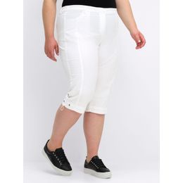 sheego Gro&szlig;e Gr&ouml;&szlig;en Caprihose mit Gummizug am Beinabschluss, wei&szlig;, Gr&ouml;&szlig;e 22 - Damen