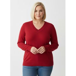 sheego Gro&szlig;e Gr&ouml;&szlig;en V-Ausschnitt-Pullover aus Feinstrick, rot, Gr&ouml;&szlig;e 48 - Damen