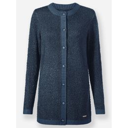 sheego Gro&szlig;e Gr&ouml;&szlig;en Strickjacke in Boucl&eacute;-Qualit&auml;t, rauchblau, Gr&ouml;&szlig;e 46 - Damen