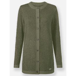 sheego Gro&szlig;e Gr&ouml;&szlig;en Strickjacke in Boucl&eacute;-Qualit&auml;t, khaki, Gr&ouml;&szlig;e 52 - Damen