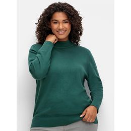 sheego Gro&szlig;e Gr&ouml;&szlig;en Strickpullover mit geripptem Stehkragen, tanne, Gr&ouml;&szlig;e 54 - Damen