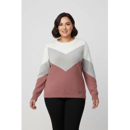 sheego Gro&szlig;e Gr&ouml;&szlig;en Rundhalspullover mit Colour-Blocking, rosenholz-hellgrau-meliert, Gr&ouml;&szlig;e 52 - Damen