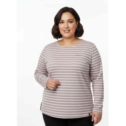 sheego Gro&szlig;e Gr&ouml;&szlig;en Sweatshirt im Ringel-Dessin, mauve-ecru-geringelt, Gr&ouml;&szlig;e 54 - Damen