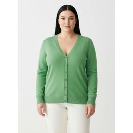 sheego Gro&szlig;e Gr&ouml;&szlig;en Strickjacke mit V-Ausschnitt, apfel, Gr&ouml;&szlig;e 46 - Damen
