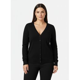 sheego Gro&szlig;e Gr&ouml;&szlig;en Strickjacke mit V-Ausschnitt, schwarz, Gr&ouml;&szlig;e 50 - Damen