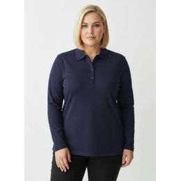 sheego Gro&szlig;e Gr&ouml;&szlig;en Poloshirt aus Baumwoll-Qualit&auml;t, marine, Gr&ouml;&szlig;e 46 - Damen