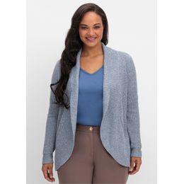 sheego Gro&szlig;e Gr&ouml;&szlig;en Strickjacke mit Schalkragen, rauchblau-meliert, Gr&ouml;&szlig;e 50 - Damen