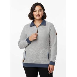 sheego Gro&szlig;e Gr&ouml;&szlig;en Sweatshirt mit Troyerkragen, steingrau-rauchblau, Gr&ouml;&szlig;e 54 - Damen