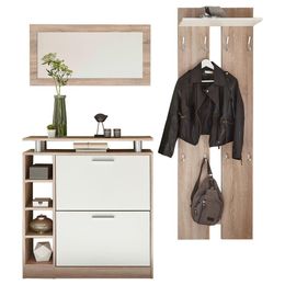 CARRYHOME Garderobe, Wei&szlig;, Sonoma Eiche, Holzwerkstoff, 4-teilig, 155x190x25 cm, Garderobe, Garderoben-Sets & Serien, Garderoben-Sets