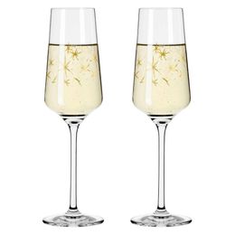 Ritzenhoff Champagnerglas Celebration Deluxe, Gold, Glas, 2-teilig, 230 ml, 14.9x26.6x7.2 cm, Fsc, Made in Germany, Essen & Trinken, Gl&auml;ser, Champagner- & Sektgl&auml;ser