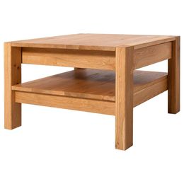 Linea Natura Couchtisch, Wildeiche, Holz, Wildeiche, massiv, 2 Schublade(n) Schubladen, quadratisch, eckig, 70x47.5x70 cm, offenes Fach, Wohnzimmer, Wohnzimmertische, Couchtische