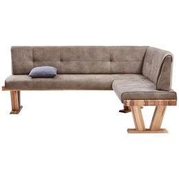 Valdera Eckbank, Eiche, Hellbraun, Holz, Textil, Balkeneiche, massiv, Uni, nicht einzeln stellbar, L-Form, 205x155 cm, seitenverkehrt erh&auml;ltlich, Esszimmer, B&auml;nke, Eckb&auml;nke