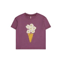 Only Mini T-Shirt 'KMGCREAM' M&auml;dchen Gr&ouml;&szlig;e 116 goldgelb / beere