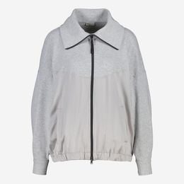 Brunello Cucinelli Graue Sweatjacke mit Satin-H&auml;lfte