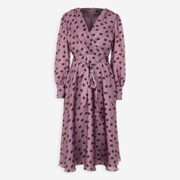Swing Altlilafarbenes Maxikleid mit Punktmuster