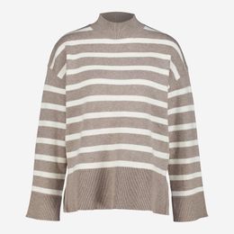 Beige-cremefarbener Pullover mit Streifenmuster