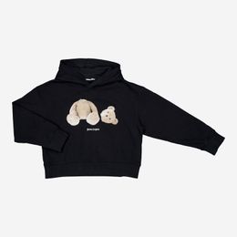 Schwarzer Kapuzenpullover mit Teddybär-Aufdruck