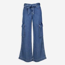 7 For All Mankind Blaue Cargo Palazzo Jeans mit G&uuml;rtel