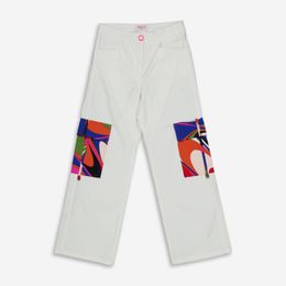 Emilio Pucci Wei&szlig;e Hose mit gesticktem Logo