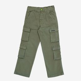 Dunkelgrüne Cargohose mit verstellbarem Bund
