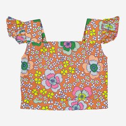 Stella McCartney Kids Orangenfarbenes Cropped Fit Top mit Blumenmuster