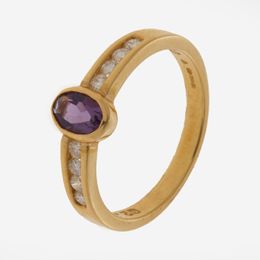 Ring aus 750er Gold mit 0,18 Karat Diamanten & Amethyst