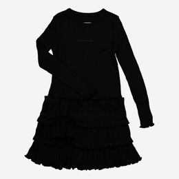 MM6 Schwarzes geripptes Kleid