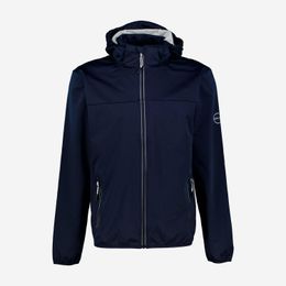 Dunkelblaue Softshell-Jacke mit Kapuze