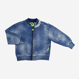 Dunkelblaue Sweatjacke in Jeansoptik
