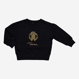 Roberto Cavalli Schwarzes Sweatshirt mit Logo aus Ziersteinen
