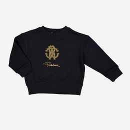Schwarzes Sweatshirt mit glänzendem großem Logo