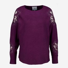 Lila Pullover mit Blumenmotiv