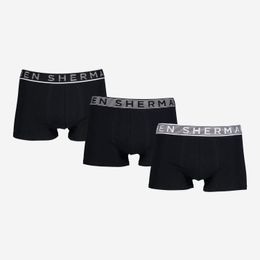 Ben Sherman 3er-Pack schwarze Boxershorts mit gesticktem Logo