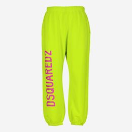Dsquared2 Neongr&uuml;ne Jogginghose mit pinkem Logo