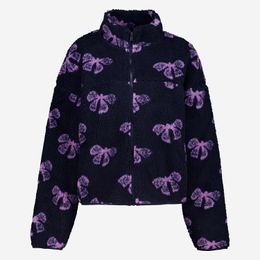 Brave Soul Schwarze Fleecejacke mit violettem Schleifenmuster