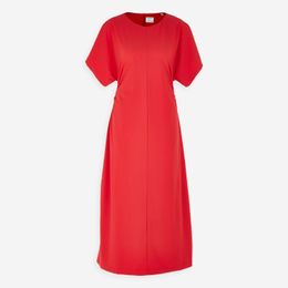 caliban Rotes Skinlike Midikleid mit kurze &Auml;rmel