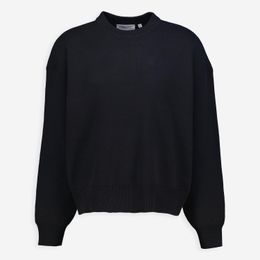 Schwarzer Pullover mit gerippten B&uuml;ndchen