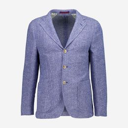 Blau-wei&szlig;er Blazer mit Fischgr&auml;tenmuster