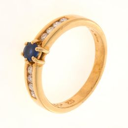Ring aus 750er Gold mit 0,19 Karat Diamanten & Saphir