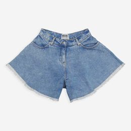 Blaue Flared Jeans-Shorts