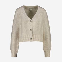 Cremefarbene Strickjacke mit Rippmuster