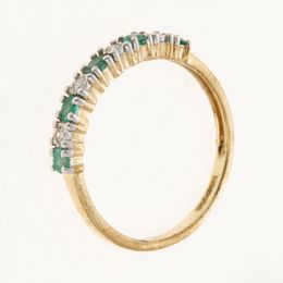 Ring aus 375er Gold mit 0,08 Karat Diamanten & Smaragden
