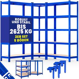 Monzana Schwerlast- und Eckregal 3er-Set Blau je 875kg
