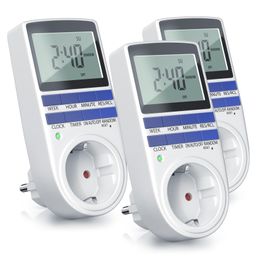 BEARWARE 3x Zeitschaltuhr, digital, 2,1" LCD-Display, max. 3680W, 10 Programme, Zufallsschaltung
