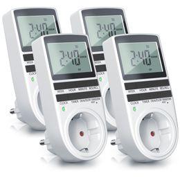 BEARWARE 4x Zeitschaltuhr LCD-Display / 3680W / 10 konfigurierbare Programme