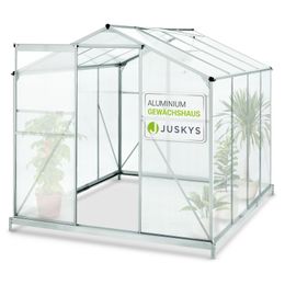 Juskys Aluminium Gew&auml;chshaus mit Fundament f&uuml;r Garten 4,75 qm 190 &times; 253 cm