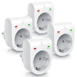 arendo 4x Steckdose, Schutzkontakt &Uuml;berspannungsschutzadapter, LED, Kindersicherung, 3500W